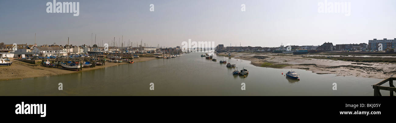 Panorama of the River Adur at Shoreham-by-Sea, West Sussex, UK from the ...