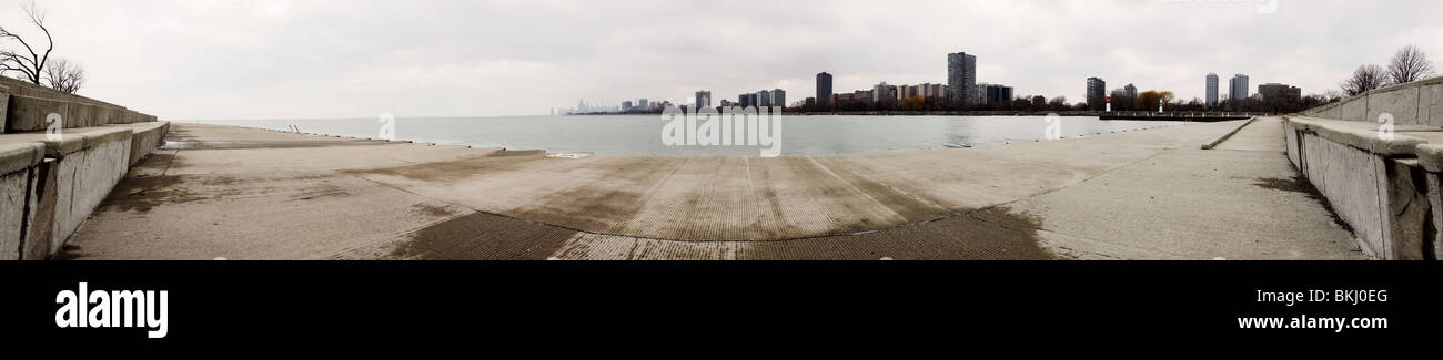 Panoramic of North Chicago lake front Stock Photo - Alamy