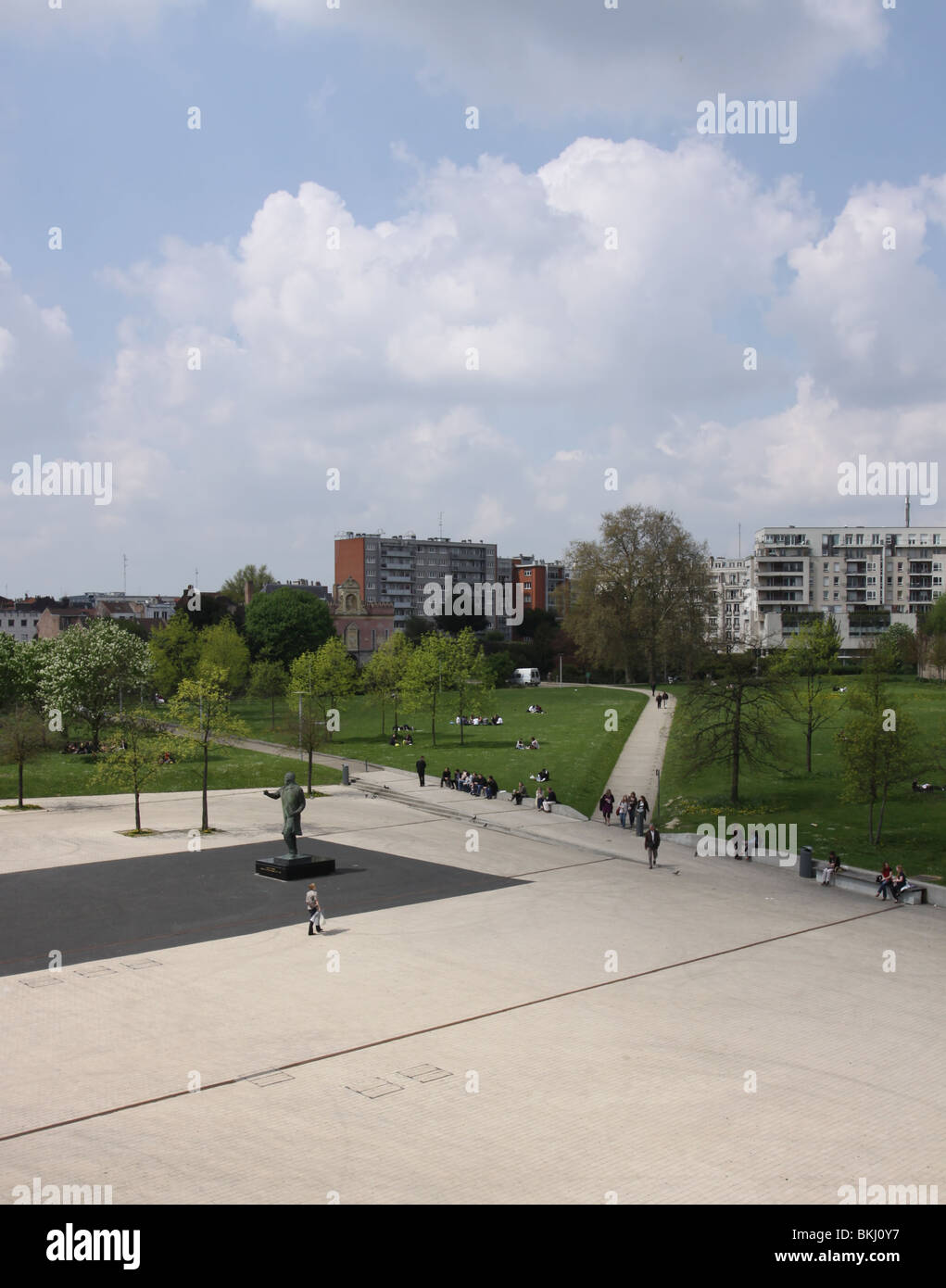 elevated view of park near Lille Europe railway station France April ...