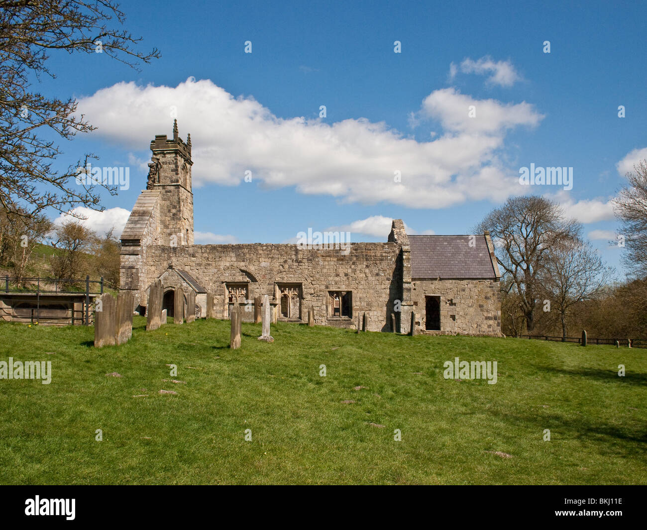 Wharram Percy deserted medieval village, ruined St. Martins Church from ...