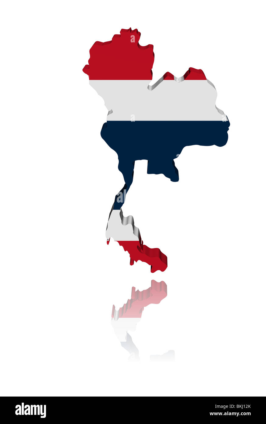 Thailand map flag 3d render with reflection illustration Stock Photo - Alamy