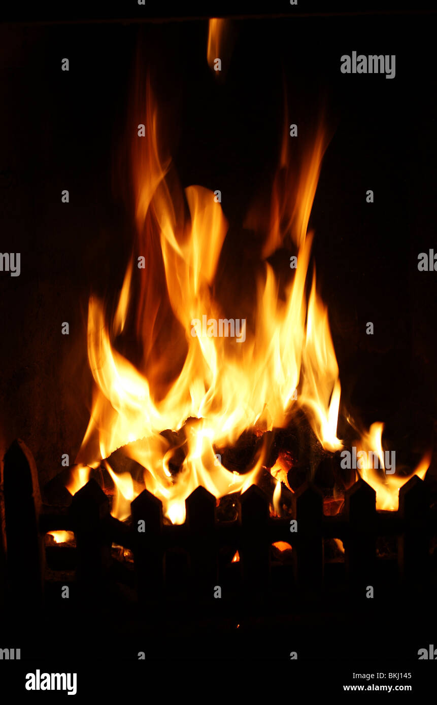 Flames of a coal fire Stock Photo - Alamy