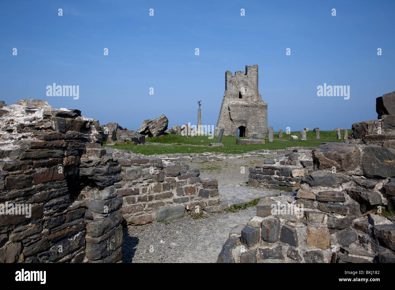 Welsh Castle ruins on the seaside headland at Aberystwyth holiday ...