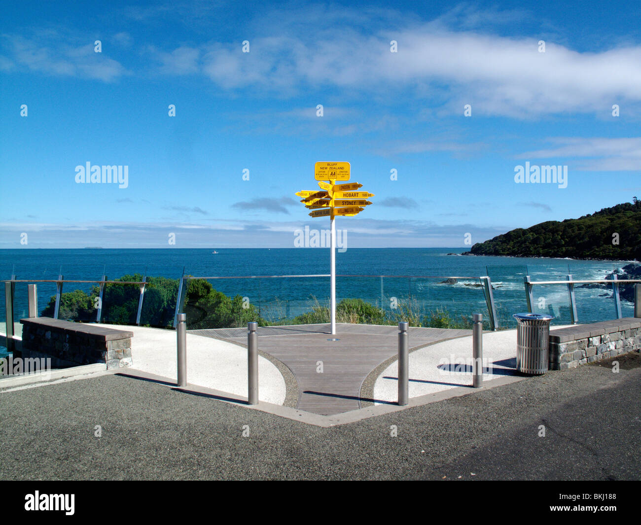 The Stirling Point Signpost at the southern tip of Bluff, near ...