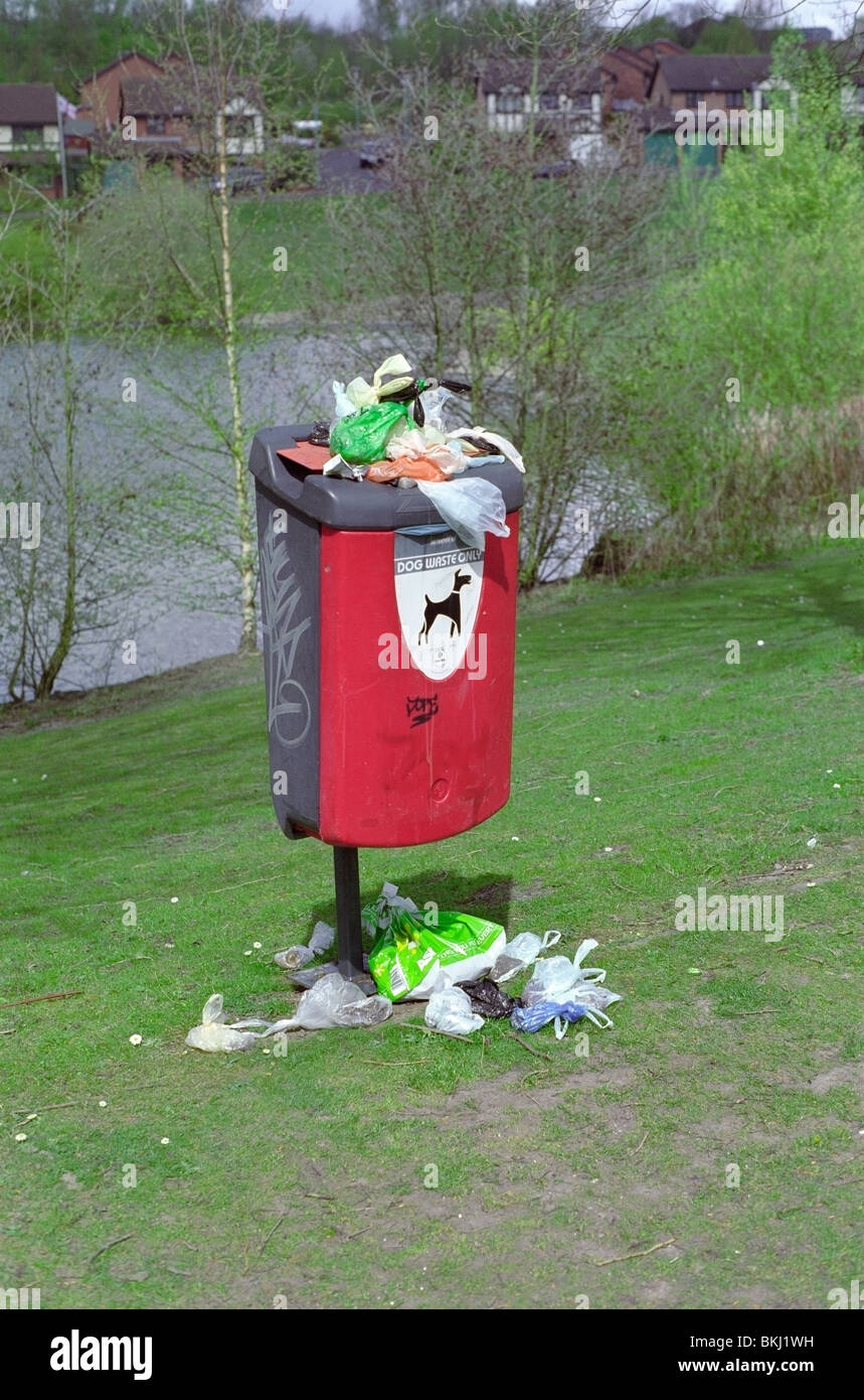 Close Up of an Over Full Dog Litter Bin Stock Photo - Alamy