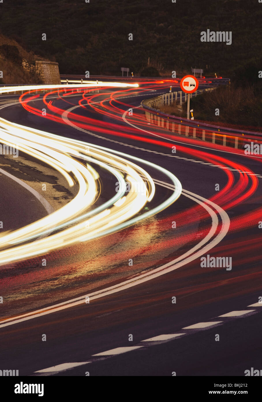 Vehicle Lights On A Road Stock Photo - Alamy