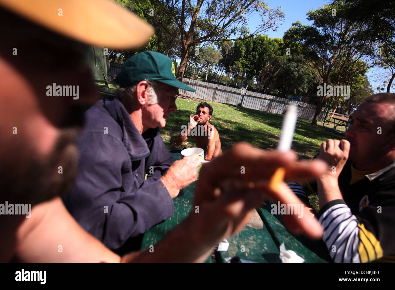 Homeless people in a park in Newcastle Stock Photo - Alamy