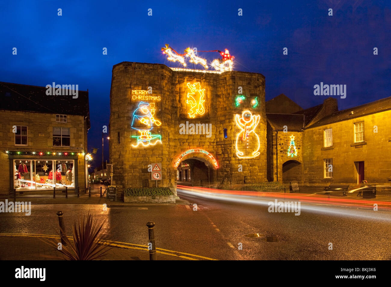 Alnwick, Northumberland, England; City Streets Decorated For Christmas ...