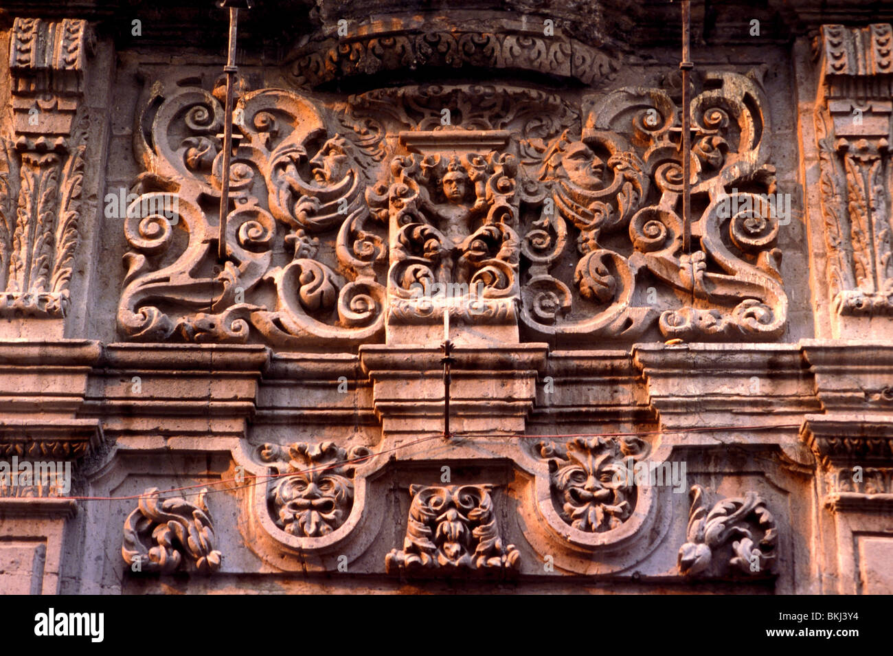 la profesa church facade detail, mexico city, mexico Stock Photo - Alamy