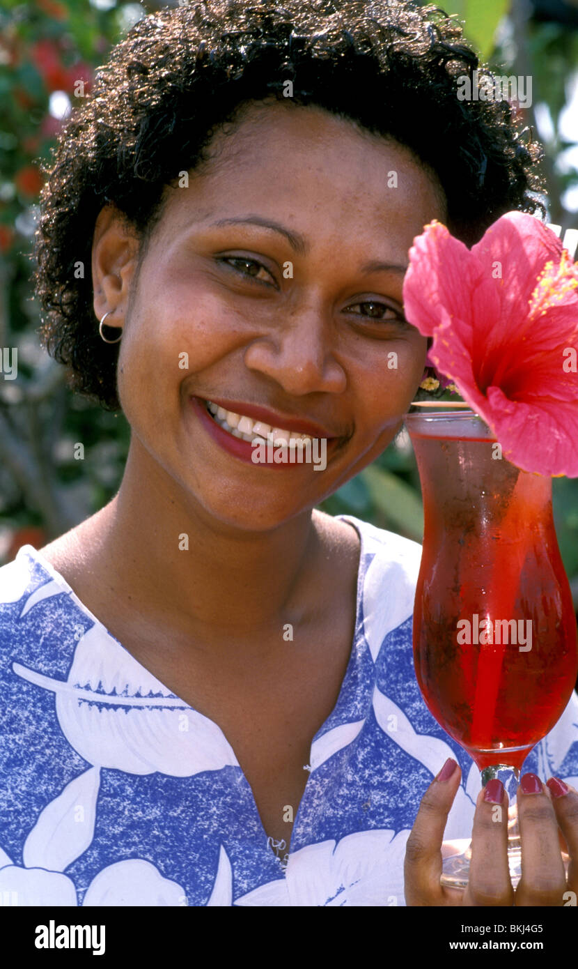 waitress in resort fiji Stock Photo - Alamy