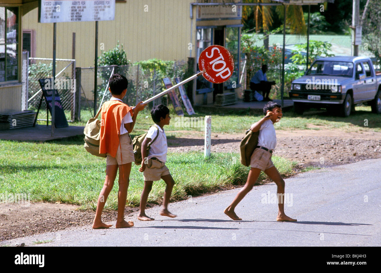 school crossing taveuni fiji Stock Photo - Alamy