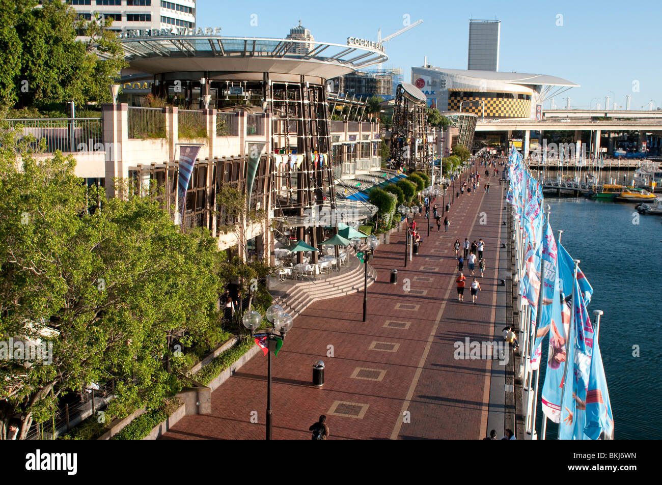 Darling Harbour promenade with Imax cinema in the background, Sydney ...