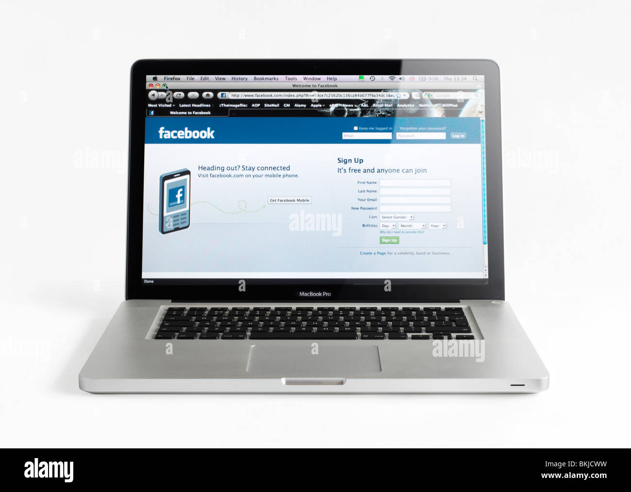 Facebook login laptop cutout hi-res stock photography and images - Alamy