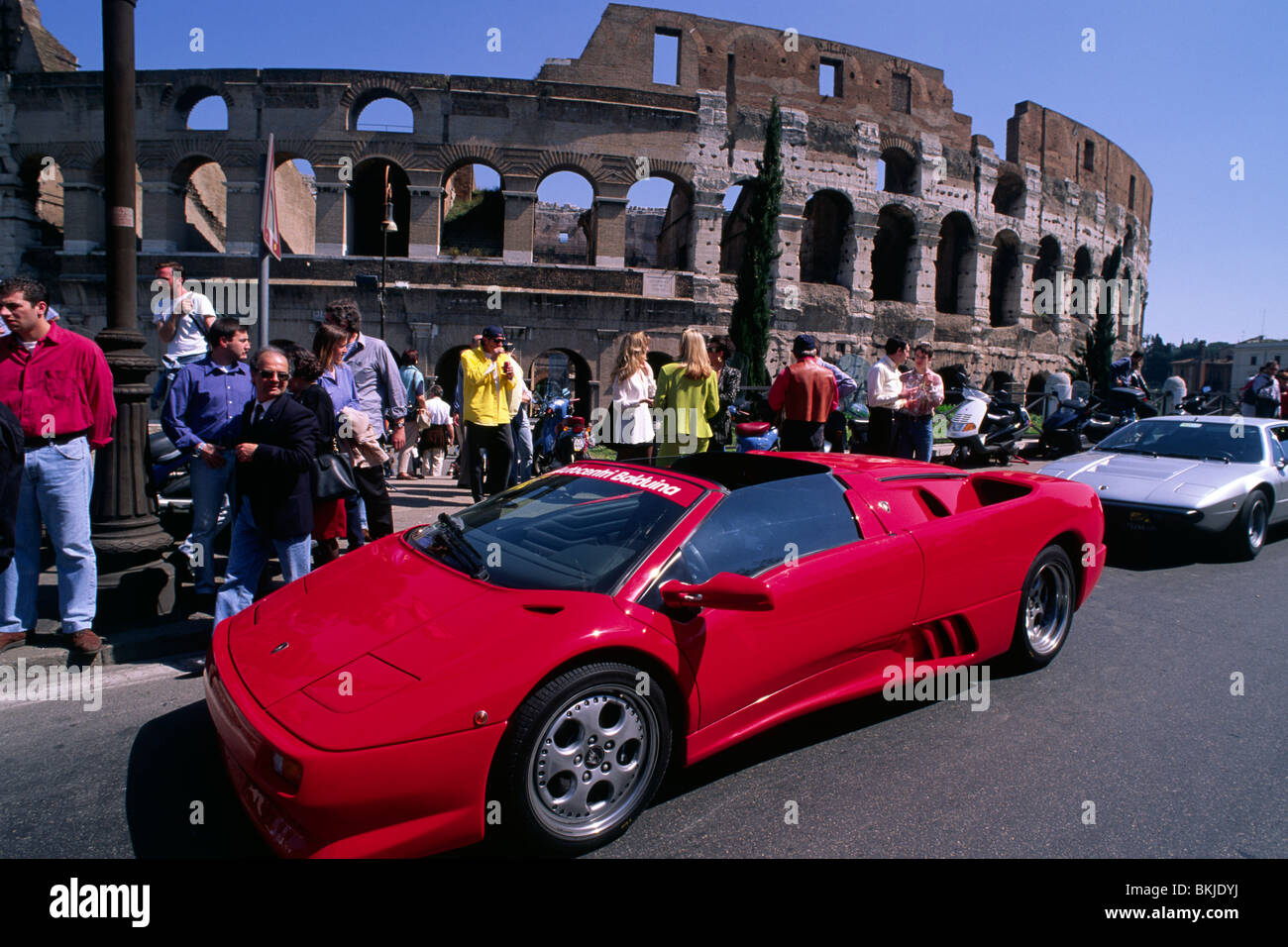 Italy, Rome, Colosseum, Lamborghini car Stock Photo - Alamy