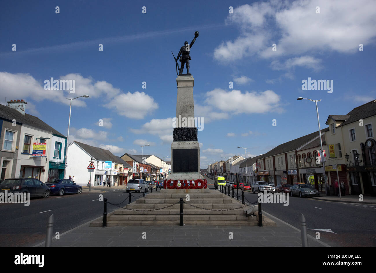 the war memorial in the main street of Banbridge town county down ...