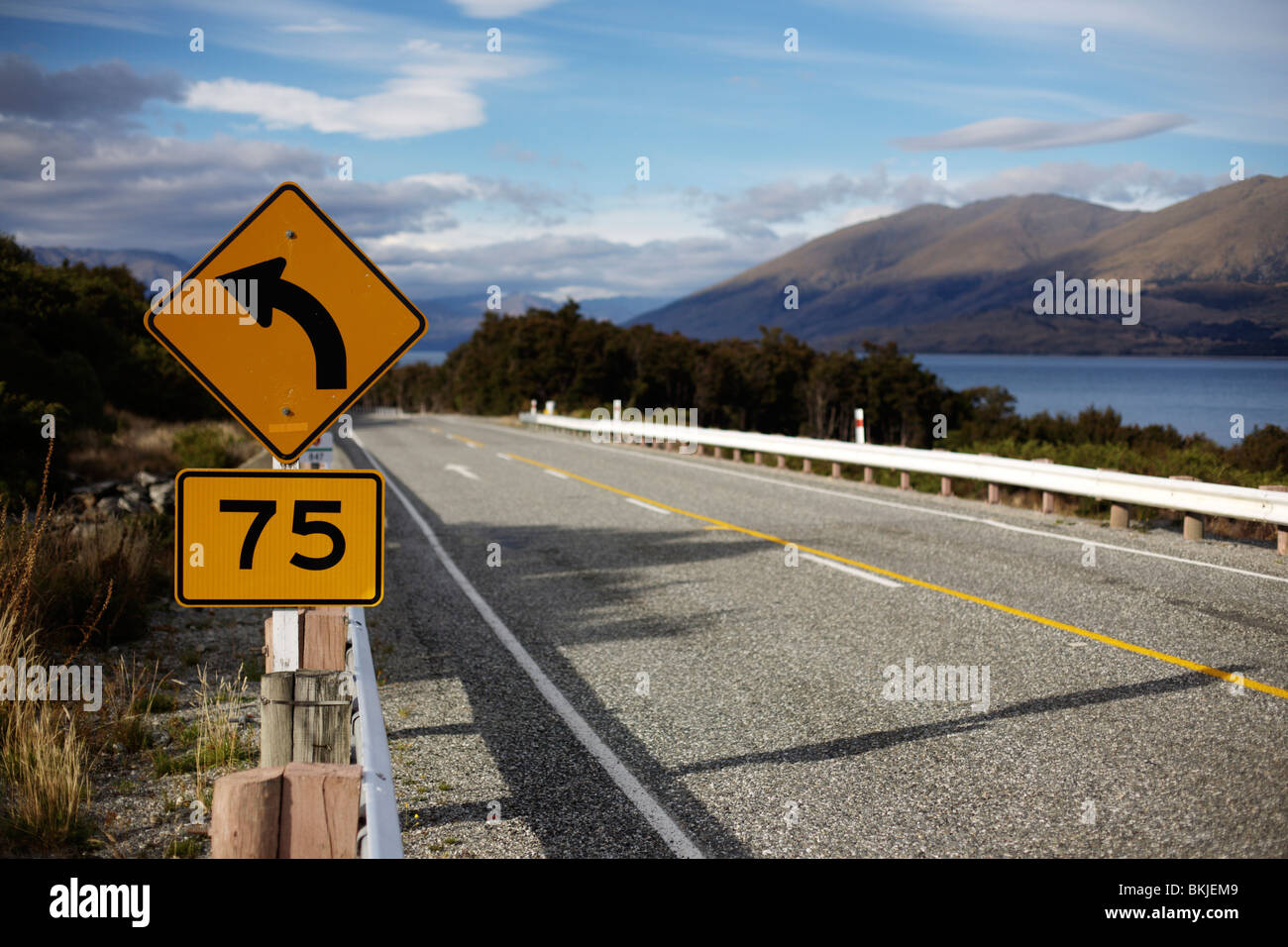 A 75 kph road sign in New Zealand Stock Photo - Alamy