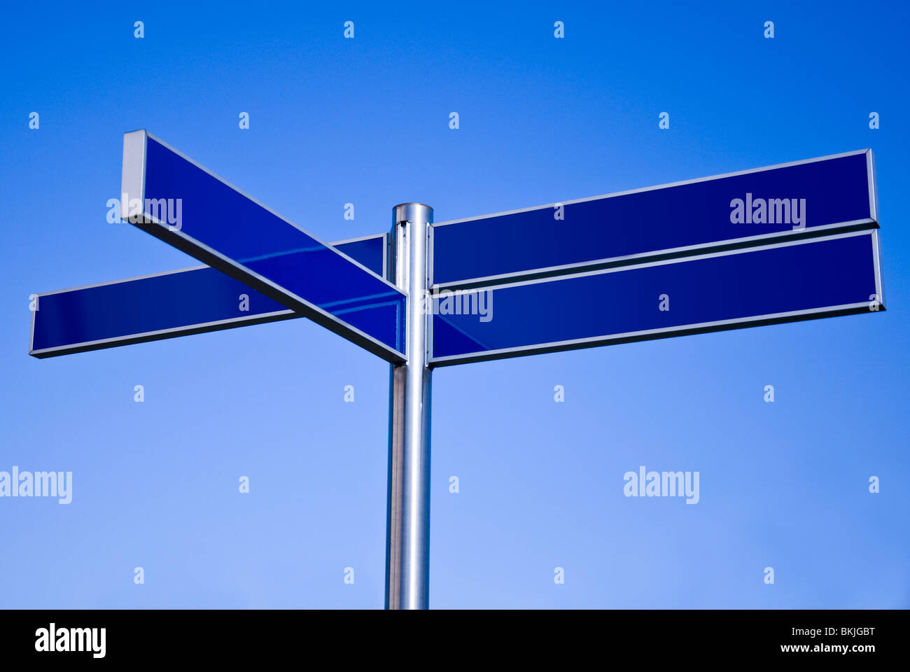 Empty Blue Direction Sign Stock Photo - Alamy