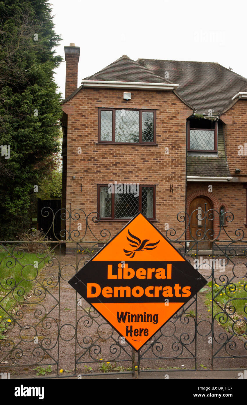 Liberal Democrat Party poster displayed on a private wall outside a ...