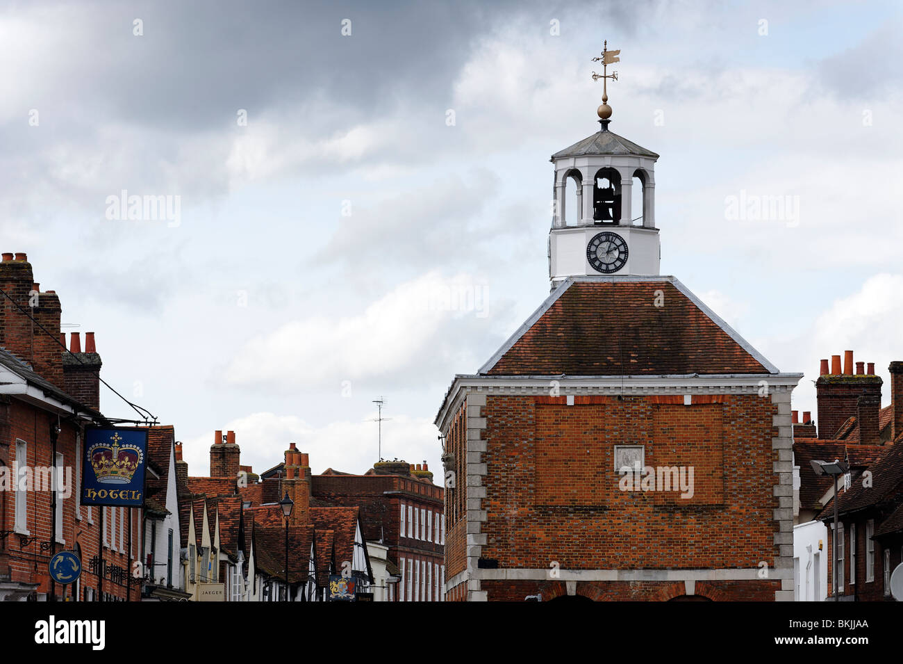 The clock tower of the market hall in Old amersham, Buckinghamshire ...