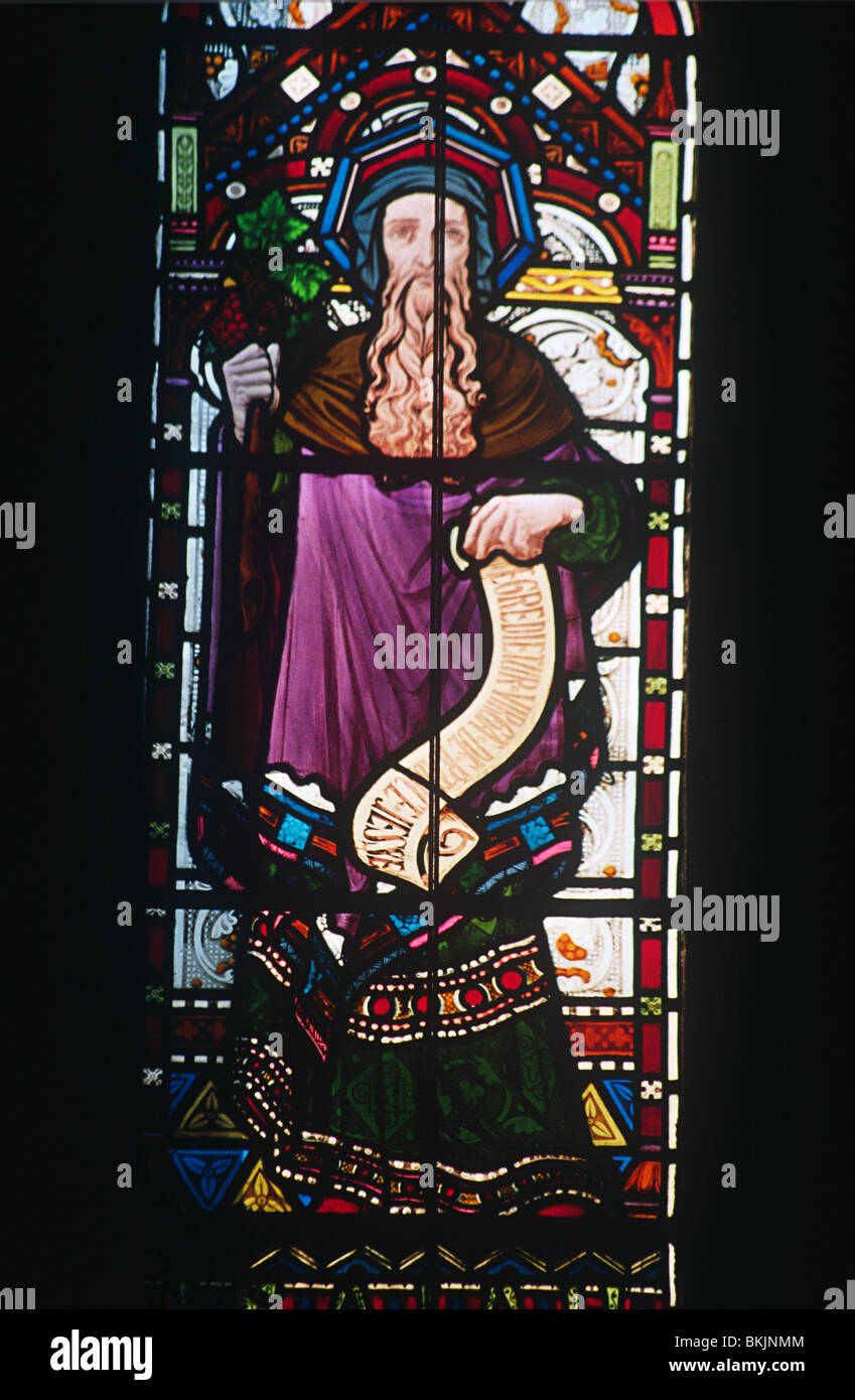 England, London, All Saints church, Stained glass window depicting ...