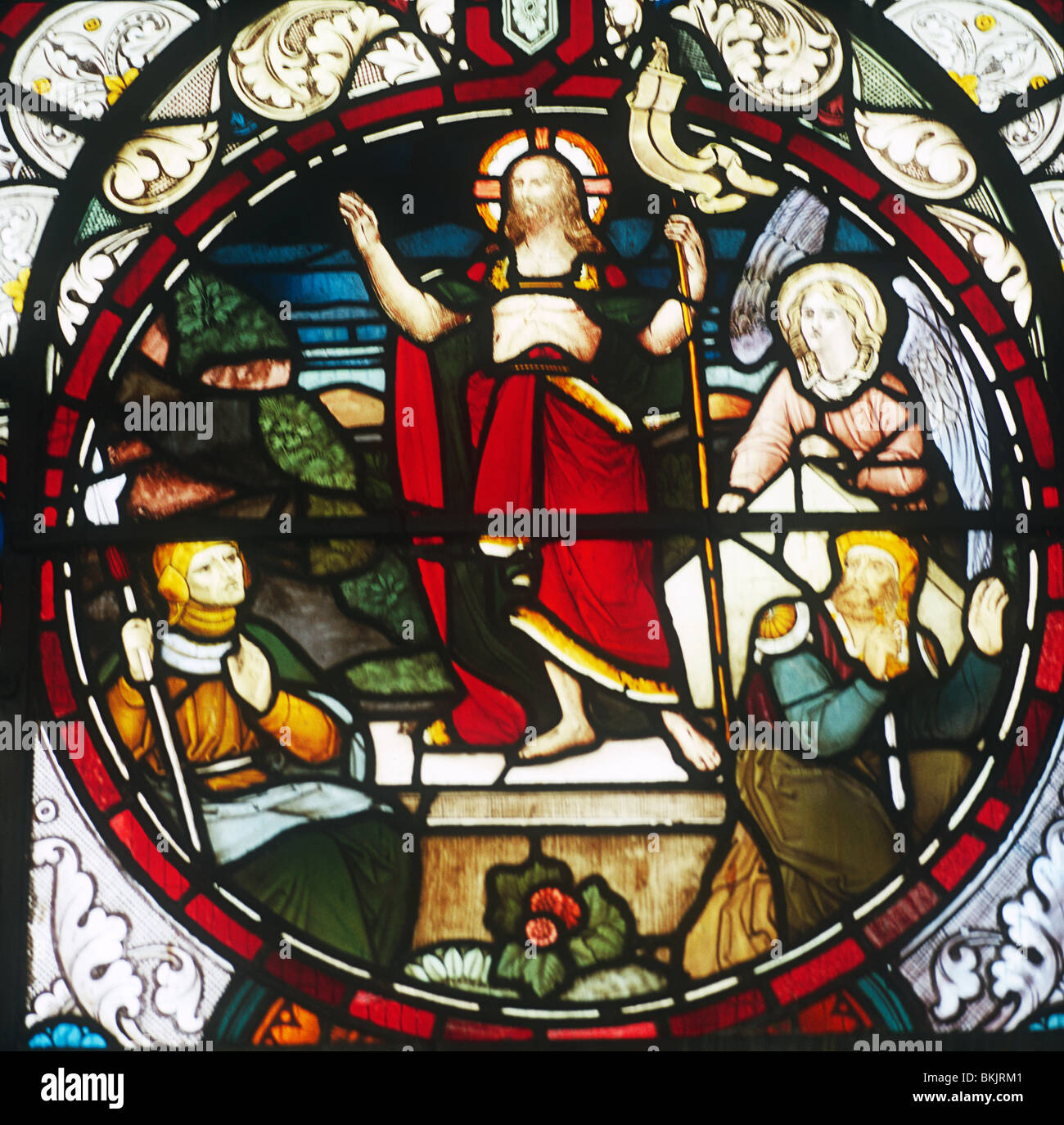 England, London, Aldersgate, St. Botolph's church, Stained glass window ...