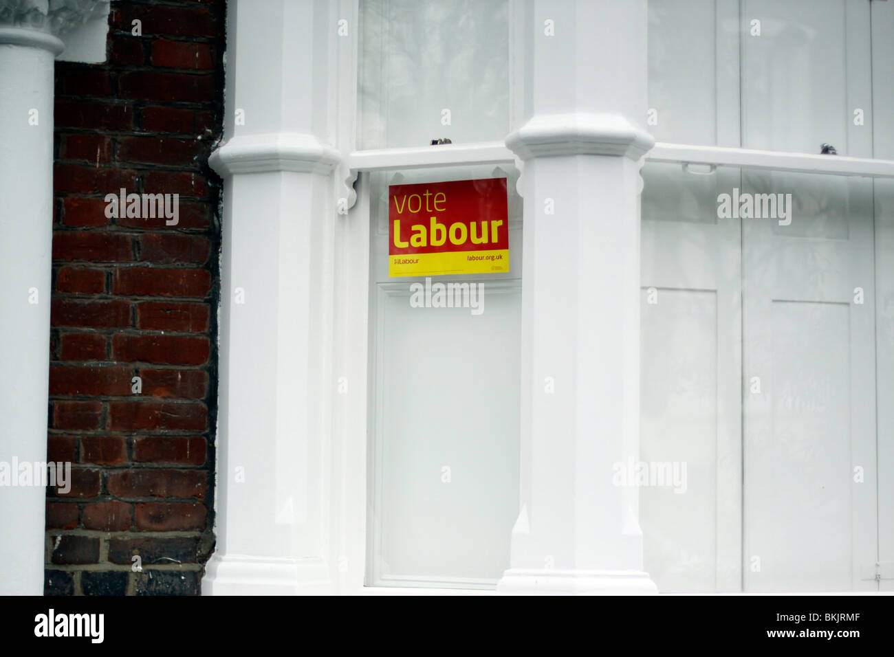 Poster for the Labour Party on a house window in Hackney during the ...