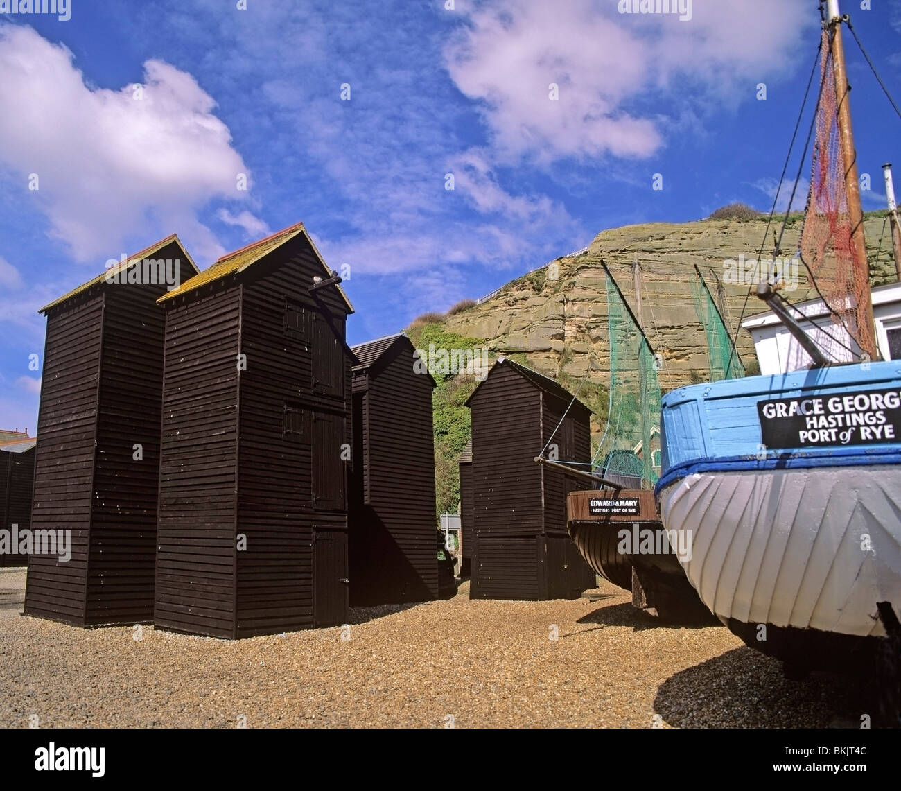 Hastings net drying sheds Stock Photo - Alamy