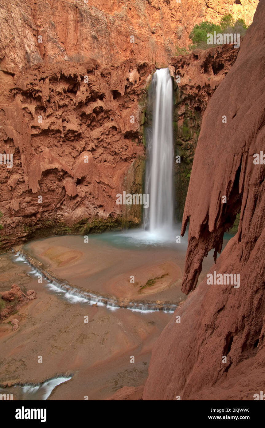 Travertine flows in Mooney falls in Havasupai Stock Photo - Alamy