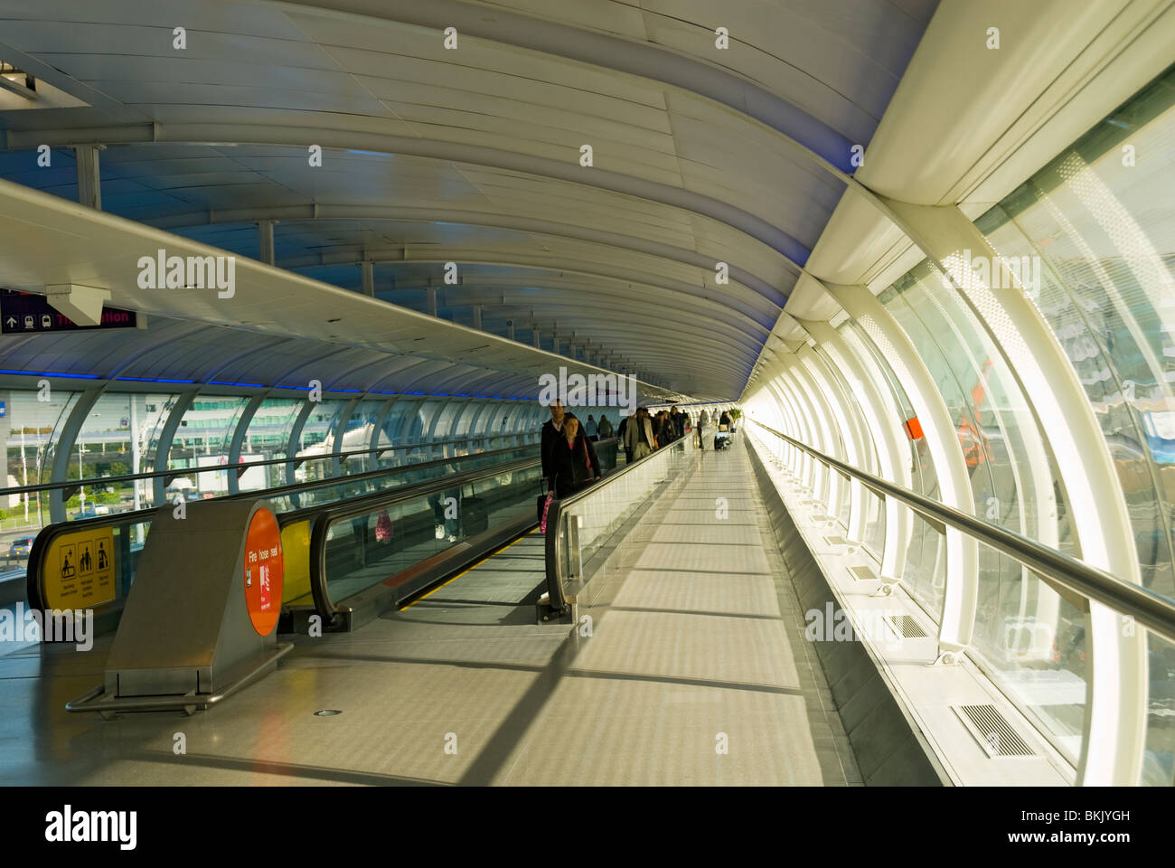The Skybridge or Skyway at Manchester Airport, Manchester, England, UK ...