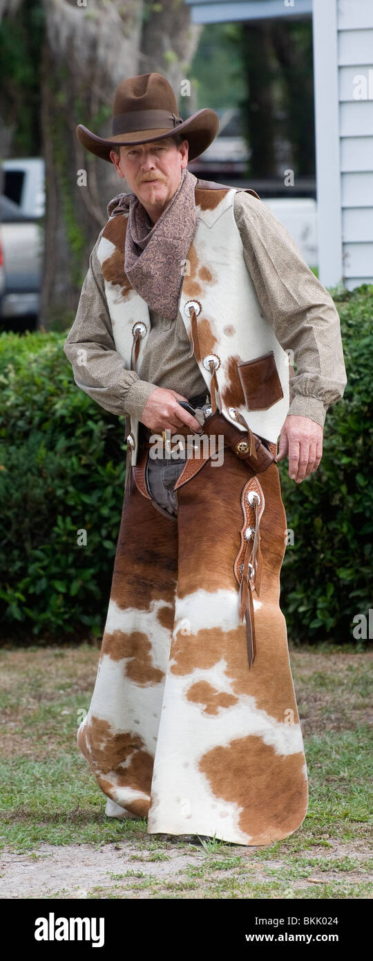 cowboy re enactor in western outfit ready for action at Pioneer Days ...