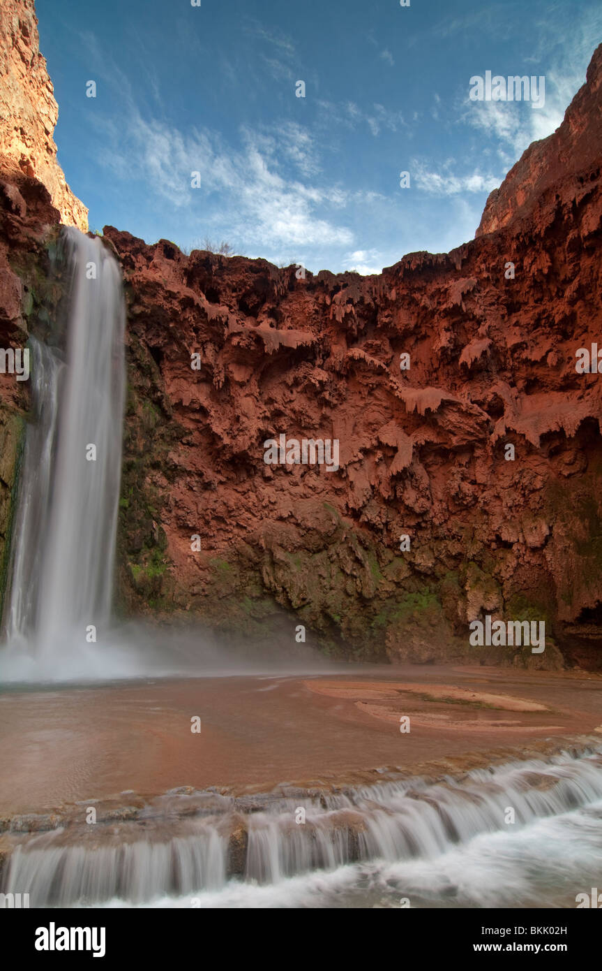 Travertine flows in Mooney falls in Havasupai Stock Photo - Alamy