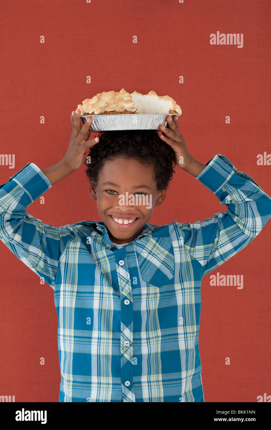Boy with a Pie Stock Photo - Alamy