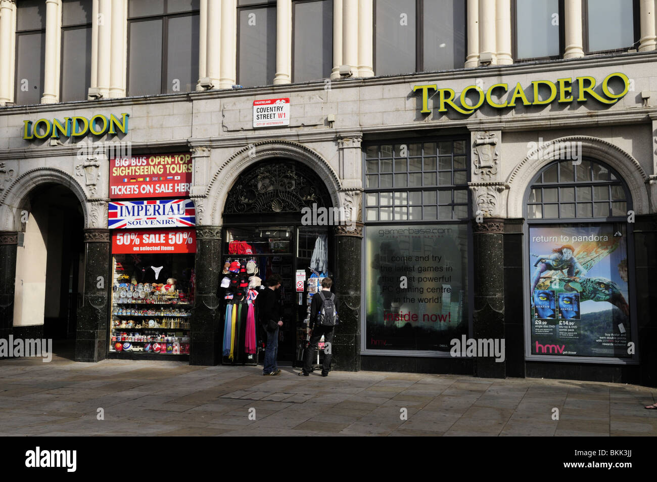 London Trocadero and Souvenir Shop, Coventry Street, England, Uk Stock ...