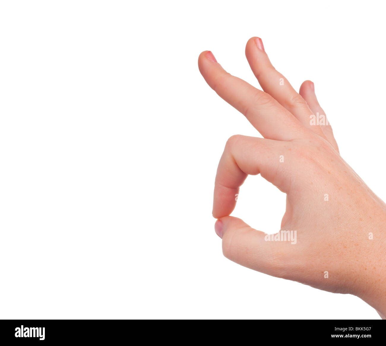 sign with the hand and fingers isolated over a withe background Stock ...