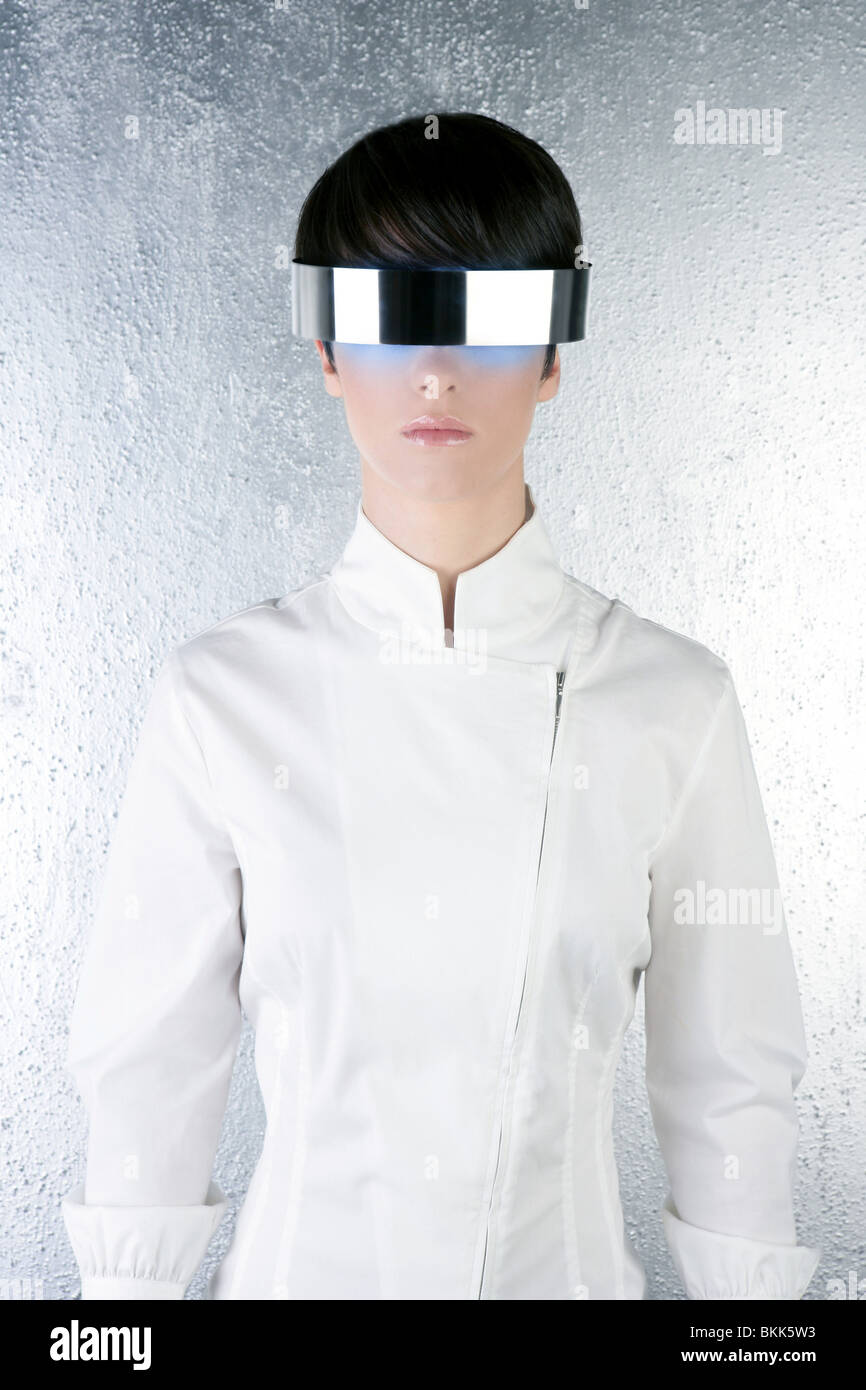 silver modern futuristic steel glasses woman future metaphor Stock ...
