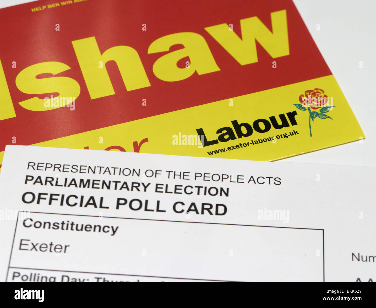 UK general election 2010 handbill and polling card for Ben Bradshaw ...