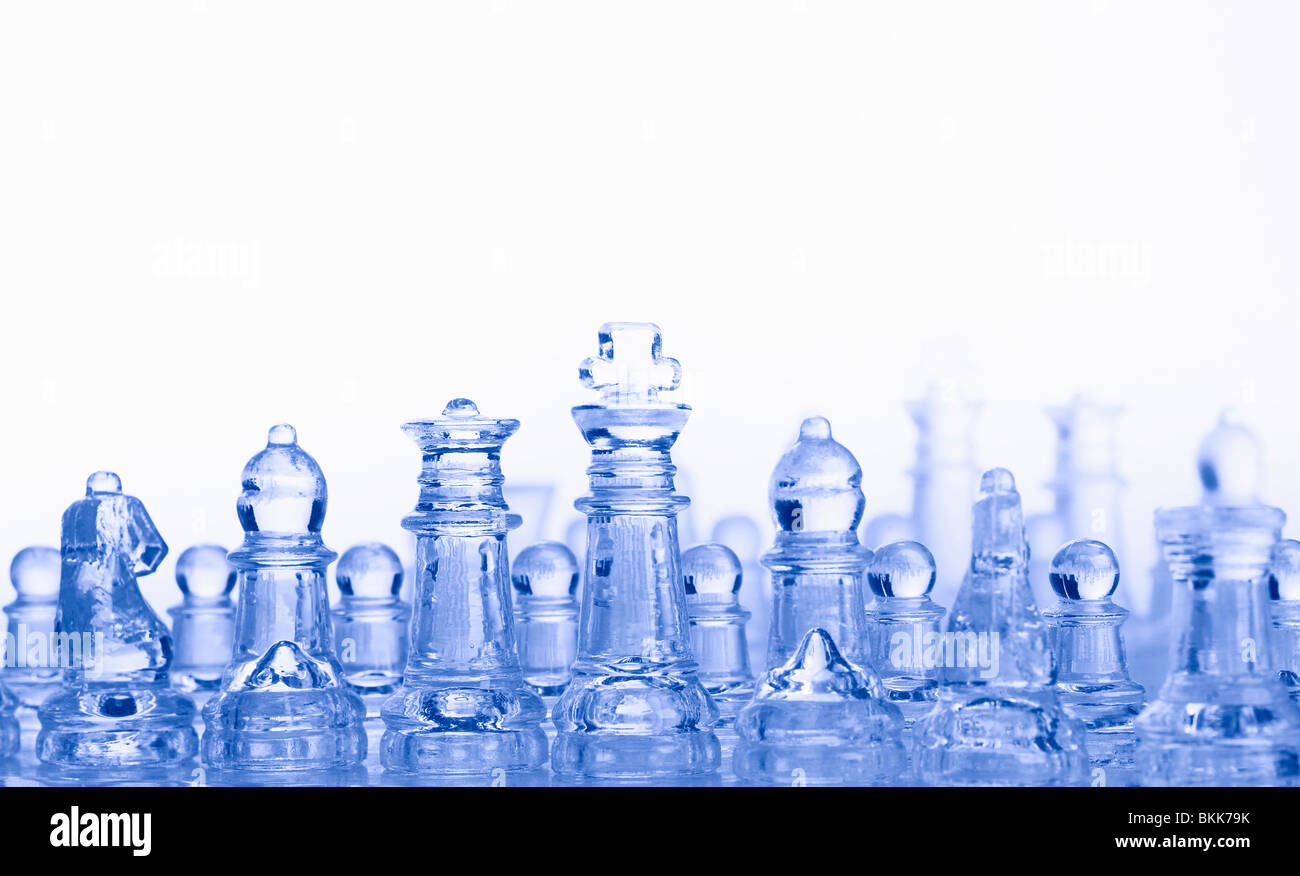 Glass chess pieces blue light hi-res stock photography and images - Alamy