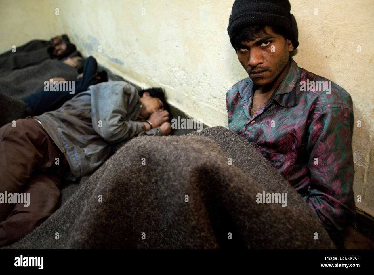 A mentally ill homeless man in the Phool Mandi homeless shelter in ...