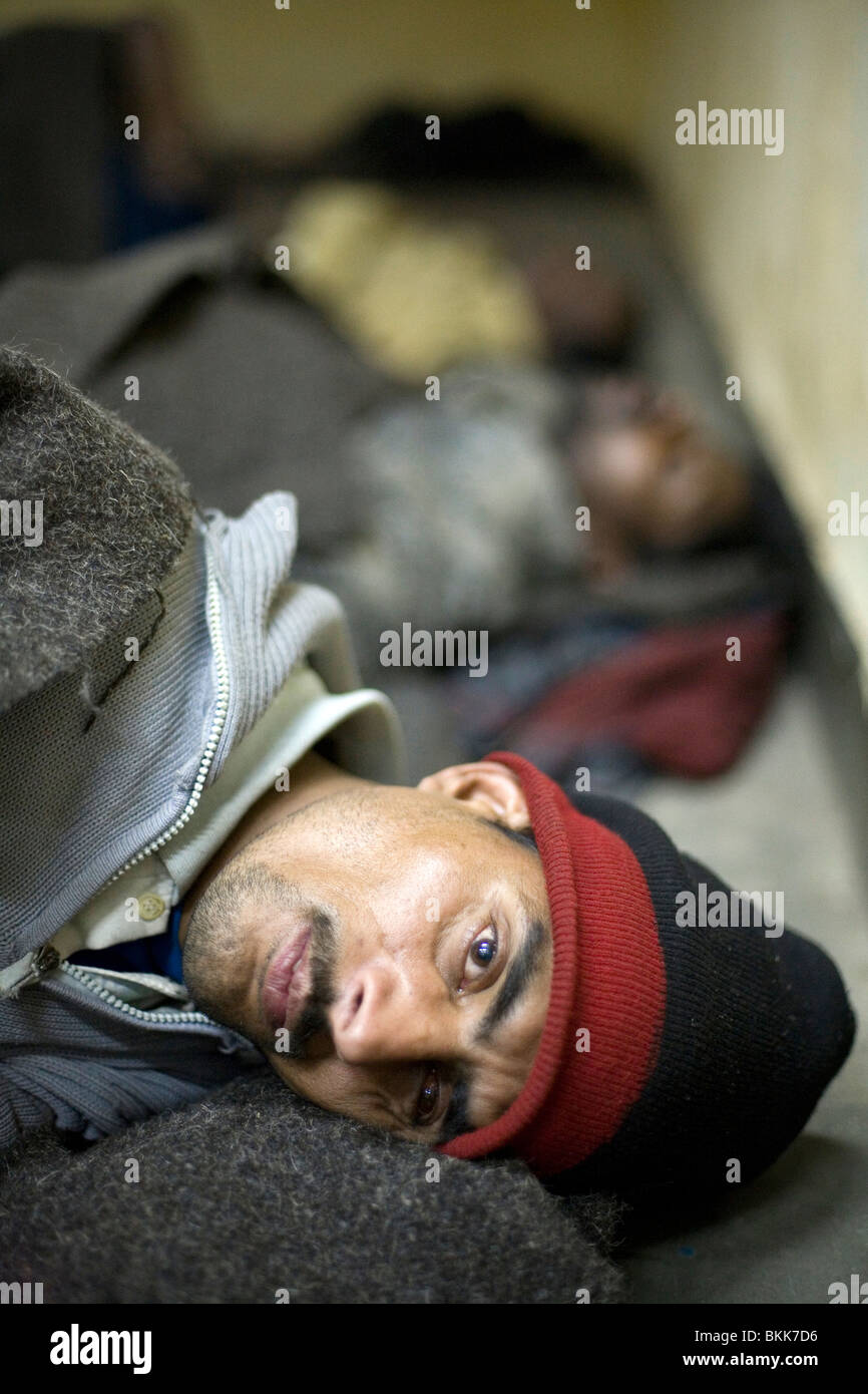 A mentally ill homeless man in the Phool Mandi homeless shelter in ...