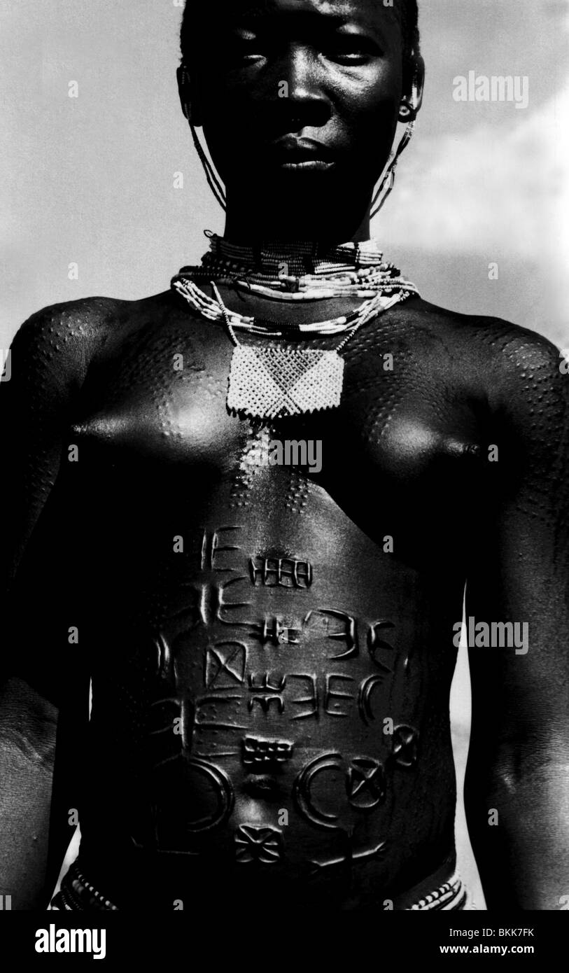 Scarification. A young women from the Nuba Mountains, Southern Sudan ...