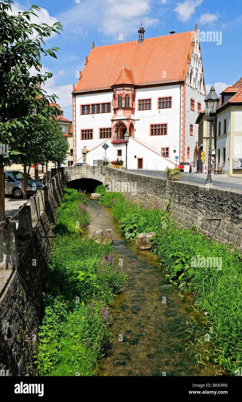 Dettelbach with the Dettel stream flowing through the centre and ...
