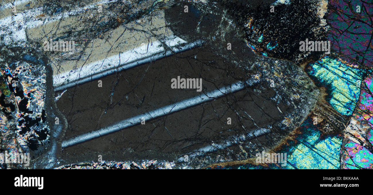 Peroditite Tertiary rock sample photographed 10x to show mineral ...