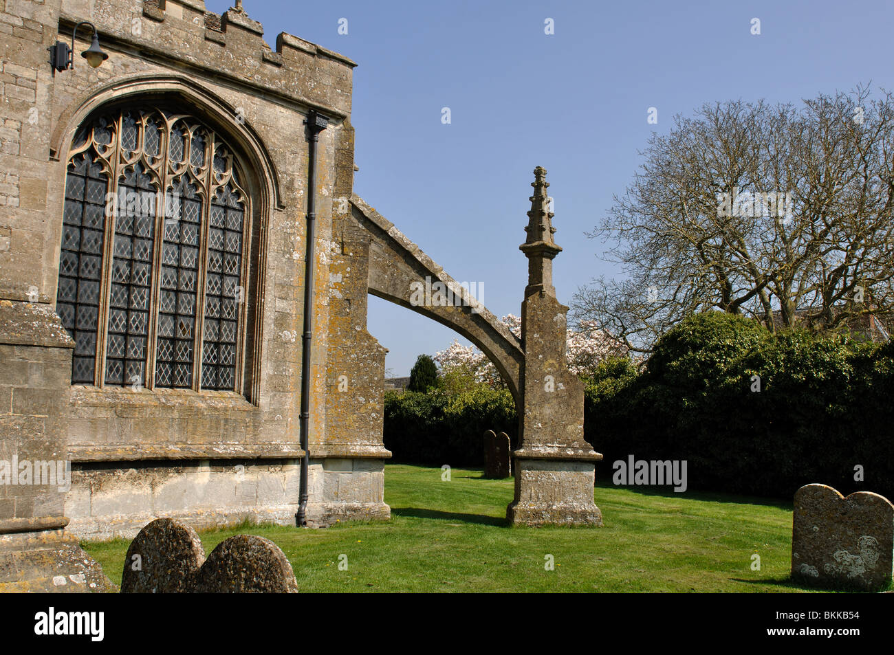 A flying buttress on St. Sampson`s Church, Cricklade, Wiltshire ...