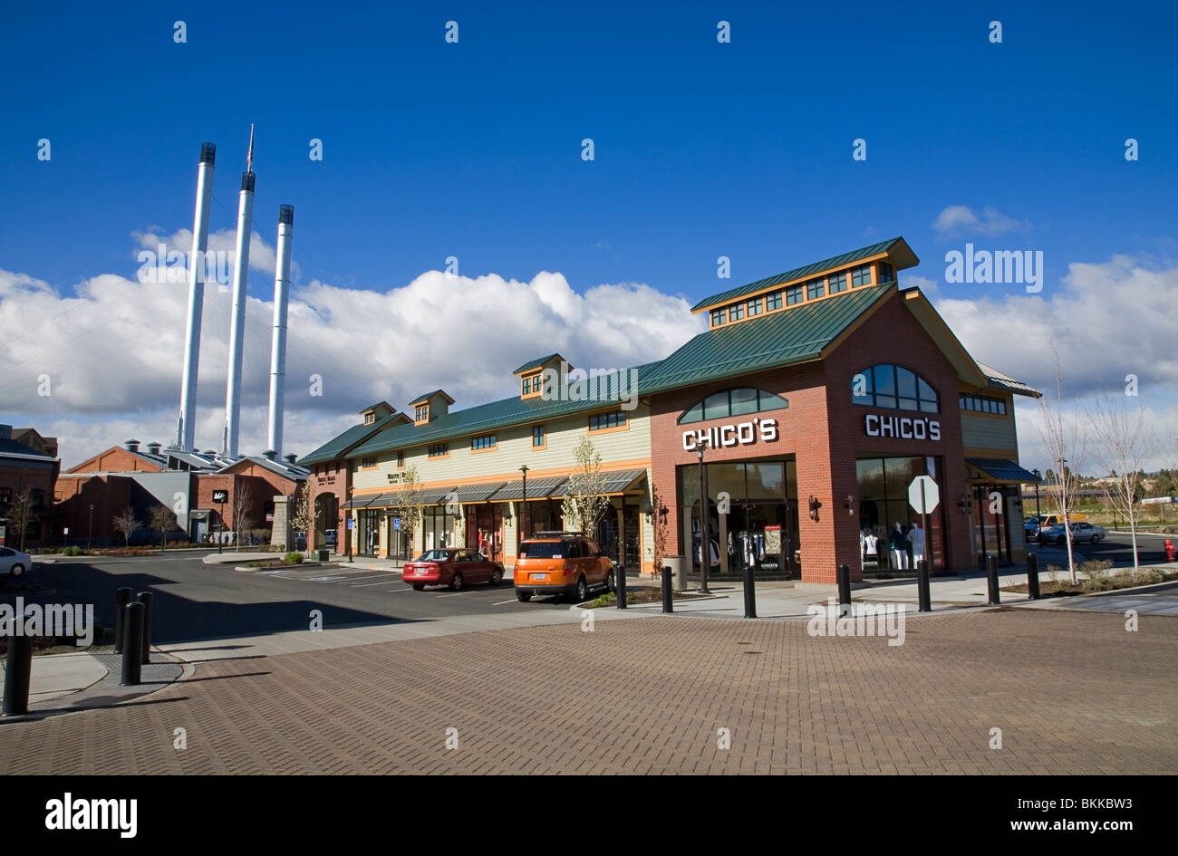 The Old Mill, a large upscale shopping center mall in Bend, Oregon ...