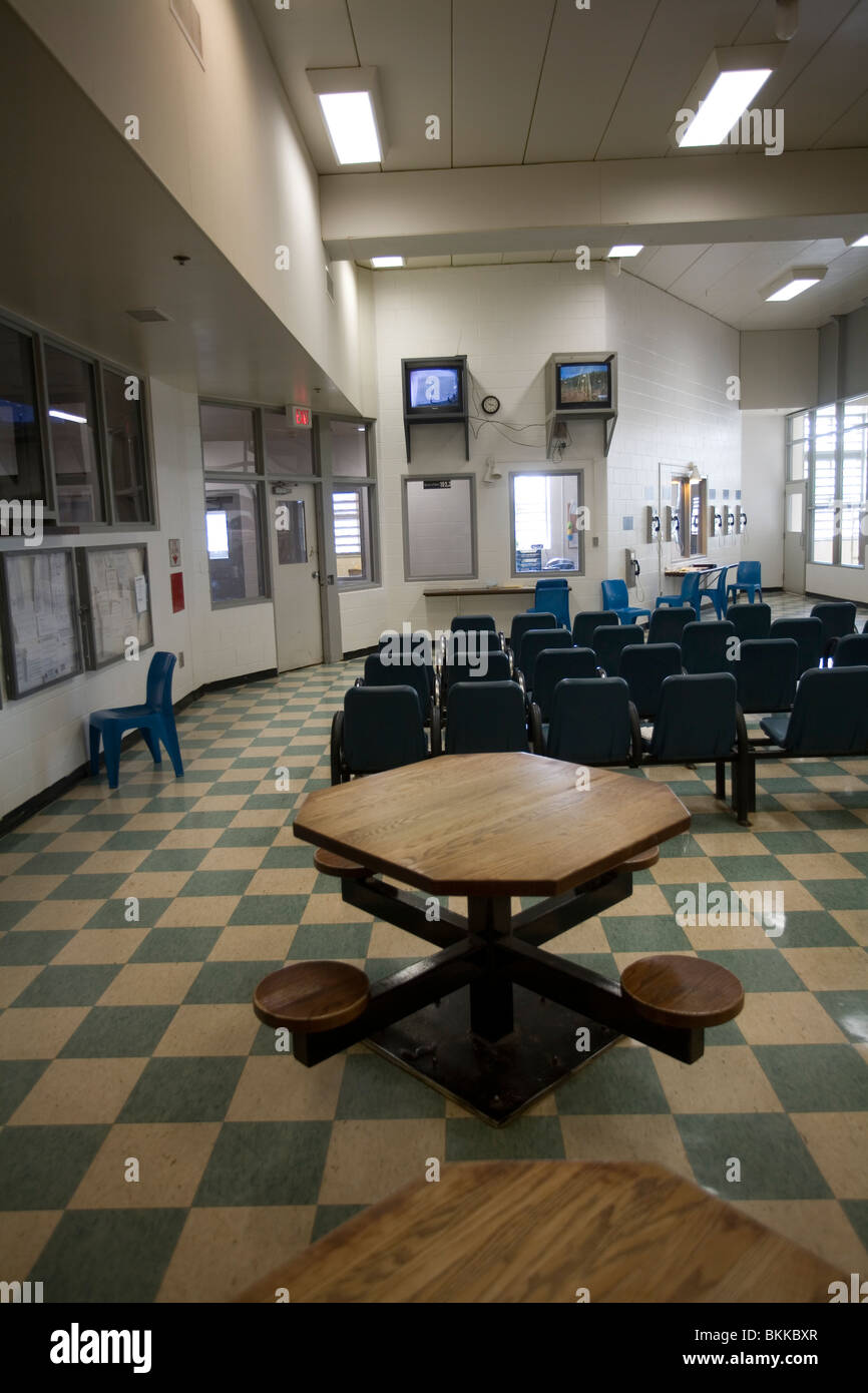 TV room inside cell house in the Nebraska State Penitentiary, Lincoln ...