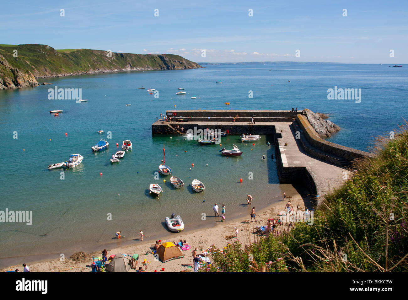 Overlooking the harbour at Gorran Haven Cornwall Stock Photo - Alamy