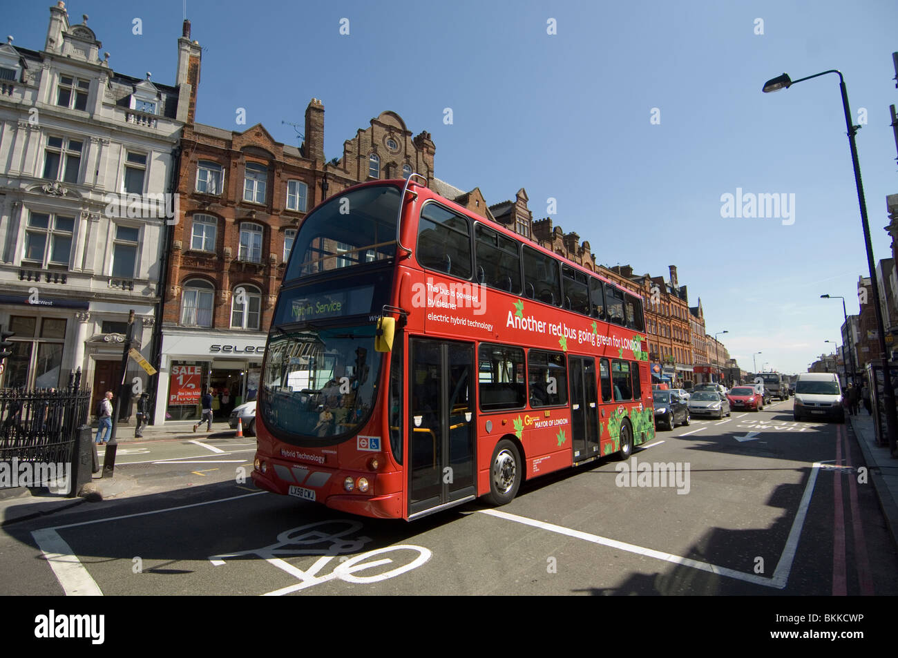 Bus driving down Camden High Street in London Stock Photo - Alamy