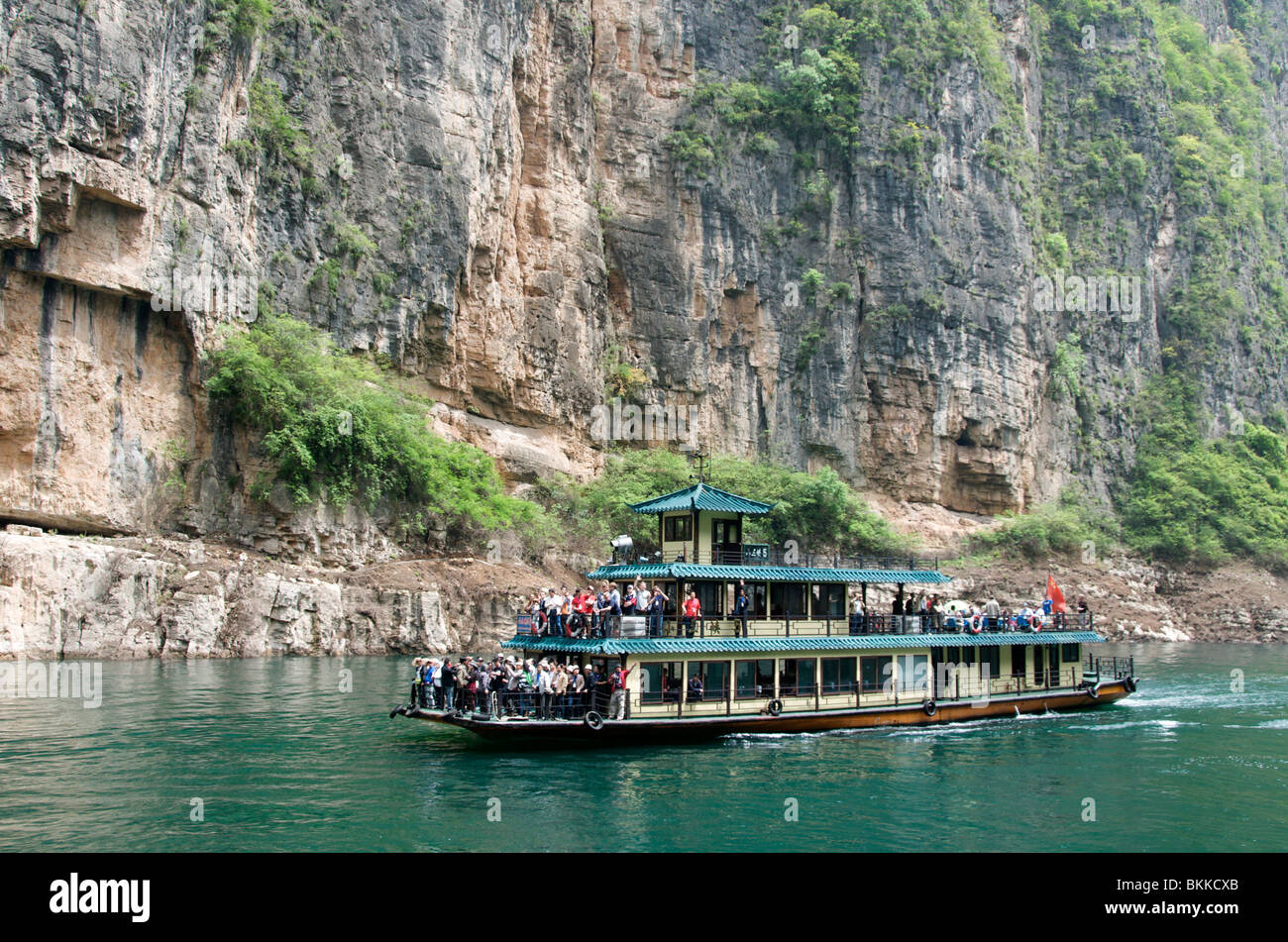 Tourist pleasure boat Little Three Gorges Yangzi River Hubei Province ...