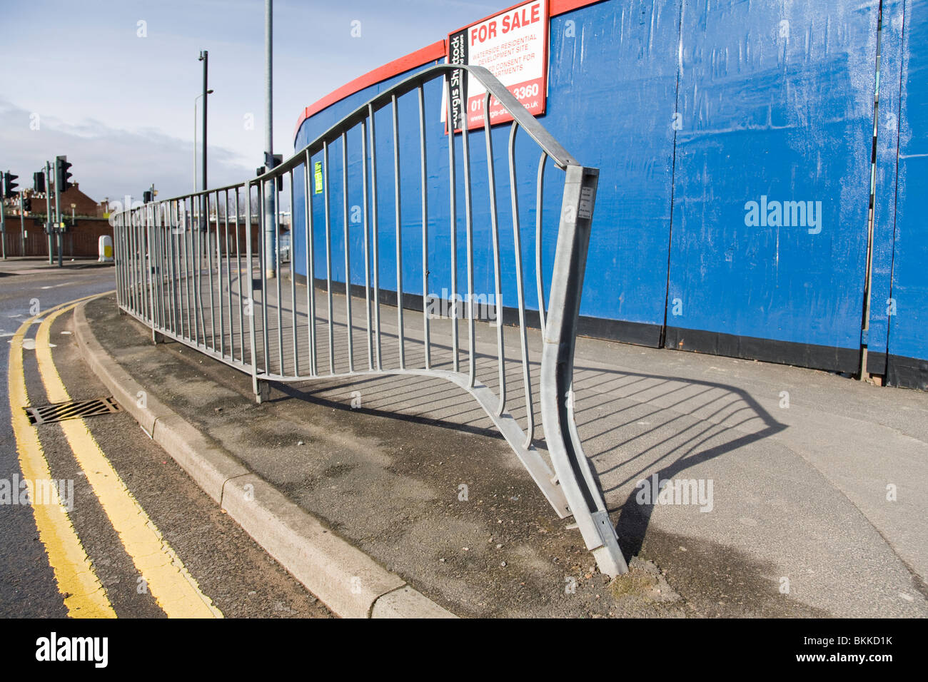 Damaged metal railings, England Stock Photo - Alamy