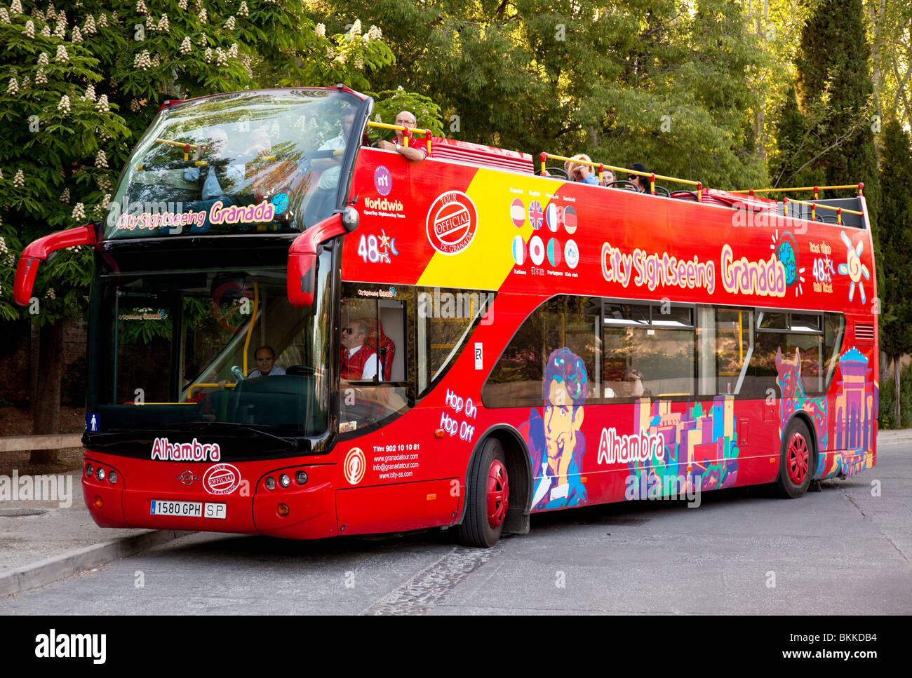 The Granada city sightseeing bus at Alhambra, Andalusia, Spain Stock ...